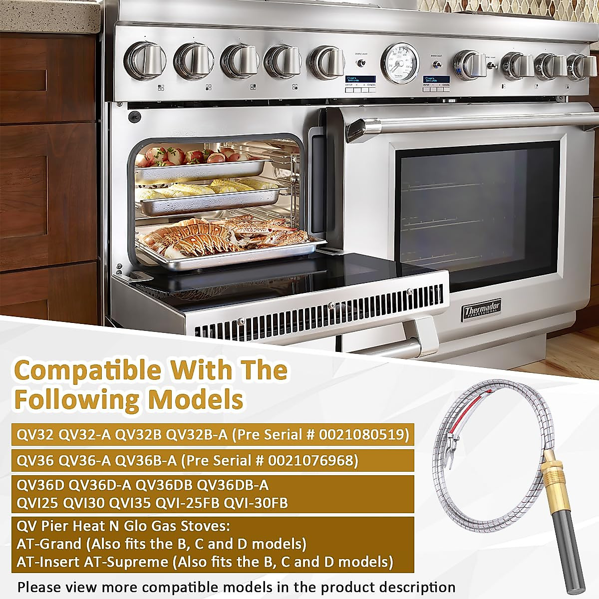 Fugedox 24" 750mv Thermopile Generators 750 Millivolt Thermopile Replacement Part Number r1054,7533113, 1950-001, 071515, 53374 for Heat Glo Heatilator,Fireplace Thermopile Replacement Fireplace