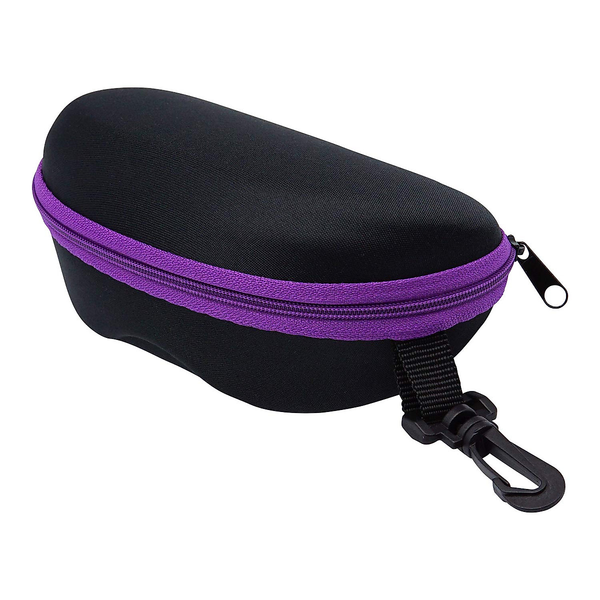 INNOLIFE 3 PCS Large Size Zipper Shell Sunglasses Glasses Case with Plastic Carabiner Hook & 3 PCS Glasses Pouch & 3 PCS Cleaning Cloth（black）