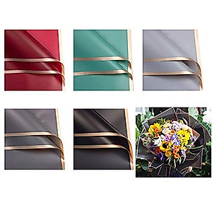 XICHEN 20 Counts /10 Colors Gold Edge Flower Wrapping Paper,Florist Bouquet Supplies,DIY Crafts,Gift Packaging or Gift Box Packaging, Waterproof Floral Wrapping Paper 22.8 * 22.8Inch