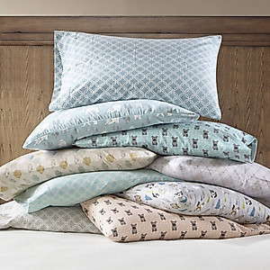 Sleep Philosophy True North Cozy Flannel Warm 100% Cotton Sheet - Novelty Print Animals Stars Cute Ultra Soft Cold Weather Bedding Set, Full, Multi Sloth 4 piece