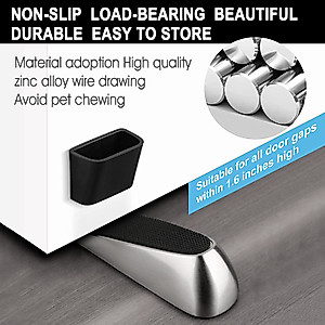 AIMAXINKE（2Pack）Strongest Door Stoppers Heavy Duty Door Stop Wedge Doorstop Quality Zinc Alloy and Silicone Made Suits Any Heavy Door, Any Smooth Floorwith Add 2 Wall Door Handle Stopper