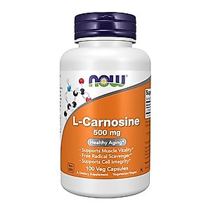 NOW Foods Supplements, L-Carnosine (Beta-Alanyl-L-Histidine) 500 mg, Healthy Aging, 100 Veg Capsules
