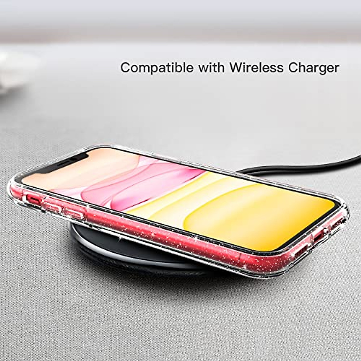 JETech Glitter Case for iPhone 11, 6.1-Inch, Bling Sparkle Shockproof Phone Bumper Cover, Cute Sparkly for Women and Girls (Clear)