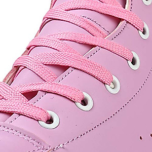 Women's Roller Skates PU Leather High-top Roller Skates Four-Wheel Roller Skates Shiny Roller Skates with Carry Bag for Girls (Pink Flash Wheel,10)