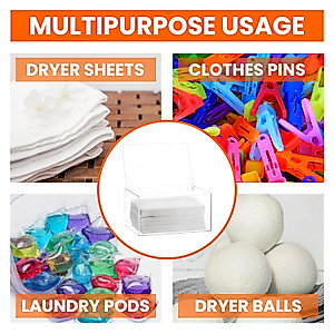 Generic Pick & Go Acrylic Dryer Sheet Holder, Transparent Dryer Sheets Container for Laundry Room Organizer, Clear Dryer Sheet Dispenser Container Box with Lid