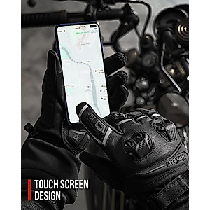 Winter Motorcycle Gloves Waterproof Windproof Warmth-Preserving Protective Gloves for Men and Women’s Cold Weather Riding (Black-regular, L)