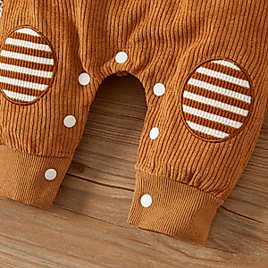 FOCICI Baby Boy Girl Clothes Long Sleeve Outfits Fall/Winter Ribbed Hoodie Baby Romper Yellow 6-9 momths