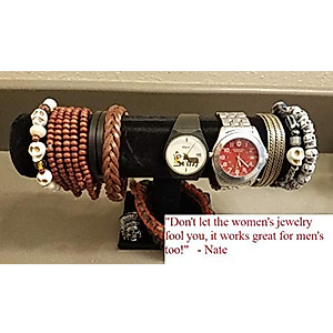 JC HUMMINGBIRD T-bar Jewelry Bracelet and Watch Display Stand, Black Velvet for Home (New version 2021: Improved Box Package& Product Sturdiness)