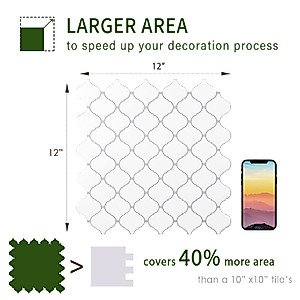 STICKGOO Arabesque Tile Peel and Stick Backsplash, 12”X12” Backsplash Tile for Kitchen Peel and Stick, Self Adhesive Wall Tile Stick on Tiles (Thicker Design, White)