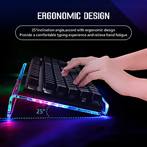 SELORSS Computer Keyboard Stand for Desk, Clear Acrylic Keyboard Tray 366 RGB LED Backlit, Keyboard Riser with USB Interface,Desk Riser for Easy Ergonomic Typing and Working at Home&Office