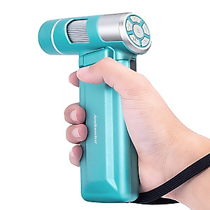Andonstar AD203 Handheld Digital Microscope, Portable Pocket Microscope for Adults and Kids, USB Microscope Camera, FHD 4-Inch Rotatable Monitor, Coin Magnifier, Windows Compatible, 32GB(Blue)
