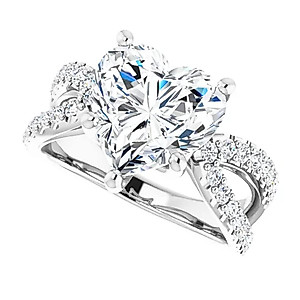 JEWELERYIUM 4 CT Heart Cut Colorless Moissanite Engagement Ring, Wedding/Bridal Ring Set, Solitaire Halo Style, Solid Sterling Silver Vintage Antique Anniversary Promise Ring Gift for Her (6), White