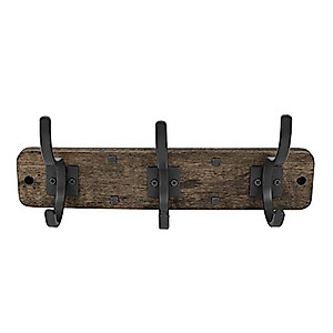 Spectrum Diversified Richmond Wall Mount 3 Hook Wood Rack for Storage and Organization of Entryway Bedroom and More, Coffee/Industrial Gray, Medium