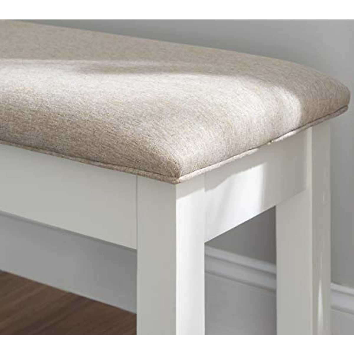 Powell Company Jane White and Beige Dining Storage Compartment by Powell Bench