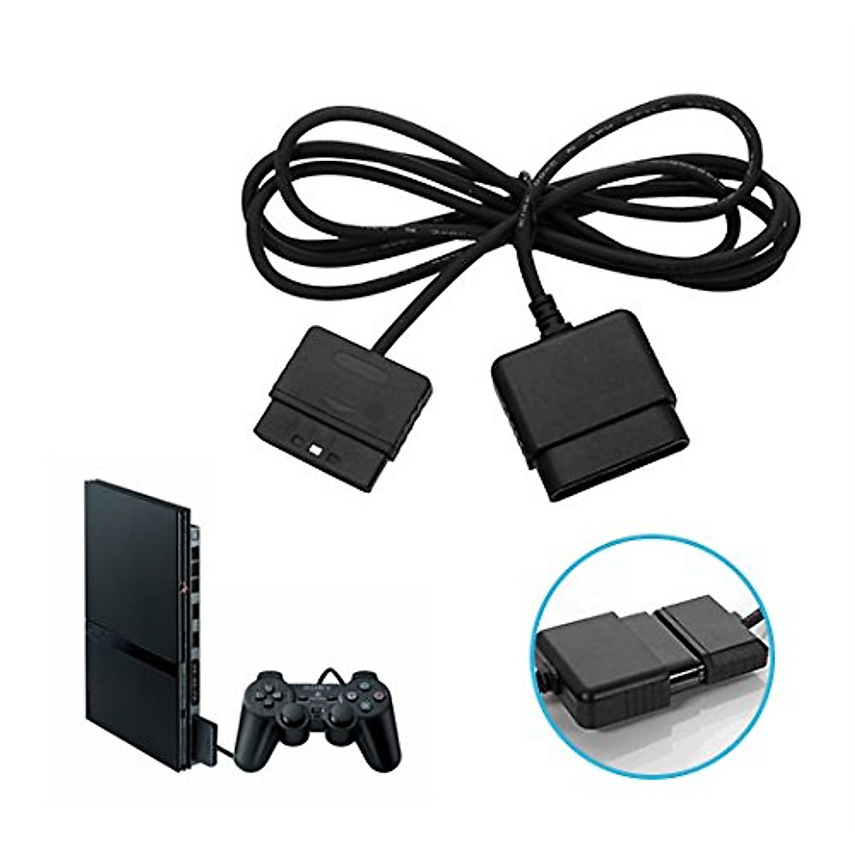 tesha 2PACK PS2 Controller Extension Cable Cord 6ft/1.8m Controller Extension for Sony PlayStation 2 PS2 Game Console