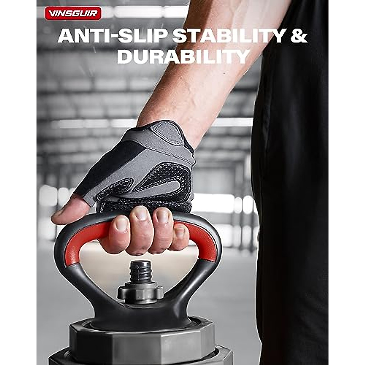 VINSGUIR Workout Gloves for Men and Women, Fingerless Weight Lifting Gloves with Excellent Grip, Lightweight Gym Gloves for Exercise, Weightlifting, Fitness, Training, Climbing, Cycling and Rowing