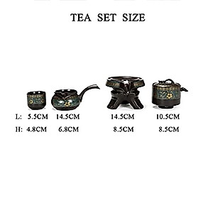 Household Simple Tea Set,Chinese Ceramic Gongfu Tea Set,Kungfu Tea Set, Ceramic Tea Set,Electric Stove,Tea Cup, Tea Ceremony,Tea Table, Solid Wood Tea Tray (Color : A)