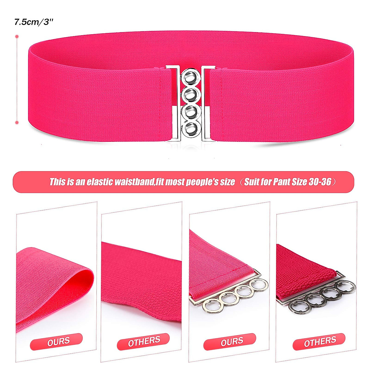 Syhood Halloween Neon Belts for Women 80s Neon Belt 80s Waist Belt Stretch Wide Waistband Elastic Belt Vertical Clasp Buckle Belts for Women Girls