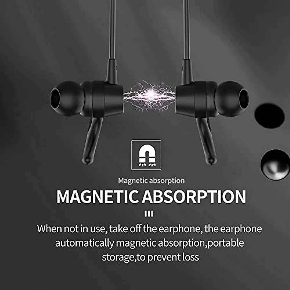 Bluetooth Headphones,V5.0 Wireless Magnetic Earbuds 16H Playtime,IPX7 Sweatproof Bluetooth Neckband Earphone with Built-in Microphone for Sports Phone Call Music(Black)
