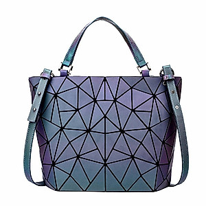 Geometric Luminous Purses and Handbags Holographic Reflective Crossbody Bag Irredescent Flash Rainbow Tote B3 (Rainbow)