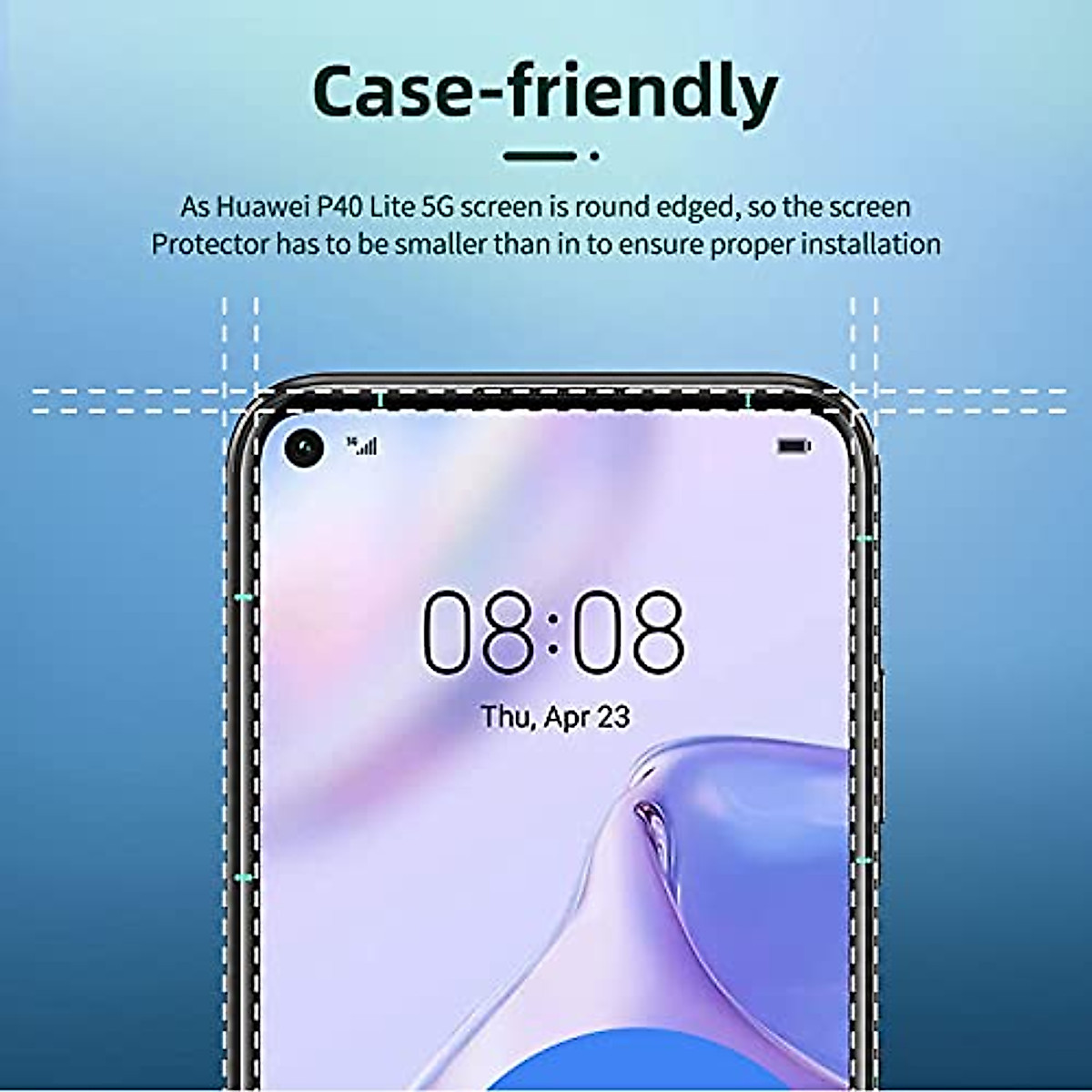 NEW'C 3 Pack Designed for Huawei P40 Lite 5G, [Not for Huawei P40 Lite 4G] Anti-Scratch Screen Protector Tempered Glass, Case Friendly Anti Scratch Bubble Free Ultra Resistant
