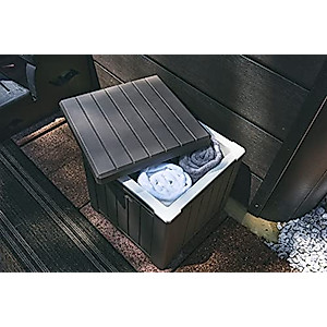 Ice Cooler/Storage Deck Box, and seat, Outdoor Ice Chest is Great to Use for Pool Accessories, Hot Tub Towel Holder, Toys, Gardening Tools, Sports Equipment, UV Resistant Resin,