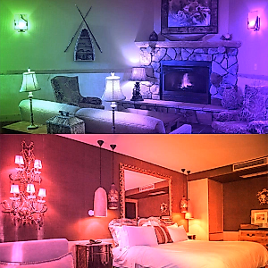 HEKEE E12 LED Candelabra Light Bulbs, Color Changing Candle, B11 40W Incandescent Equivalent, 450 Lumen, RGB + 2700K Warm White, 5Watt, 12 Colors, 2 Modes, Timer, Remote Control(4 Pack)