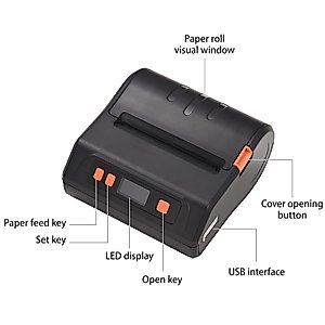 HXBER Receipt Printer, Portable 80mm Receipt Label Printer Wireless BT Thermal Receipt Printer Mobile Bill Printer Compatible with Android/iOS/Windows System ESC/POS Print Command for Small Business