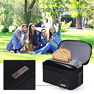 BAGLHER丨Toaster Storage Bag,Carrying Bag,Compatible With Most 2-slice Toasters,With a Front Accessory Bag,Which can Hold Accessories and Jam.Black, 12× 7× 7.5 inches