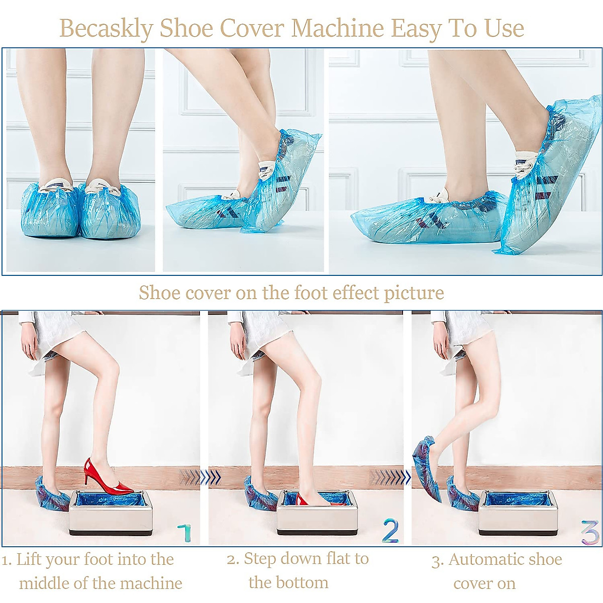 Automatic Shoe Covers Dispenser,200 Pcs Shoe Cover Indoors Disposable,Booties for Portable Machine Fits One Size,Shoe Cover Protect Floor for House Office Hospital Factory (Silver)