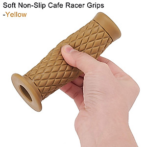 DKMOTORK 0032-2 ATV Grips Rubber Handlebar Grips for 7/8" 22mm/24mm Handlebars Non Slip Universal Yellow