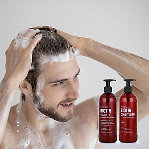 Biotin Volumizing Shampoo and Conditioner Set for Thinning Hair and Regrowth - Ultimate Anti Hair Loss, Thickening Growth Treatment Care for Men & Women