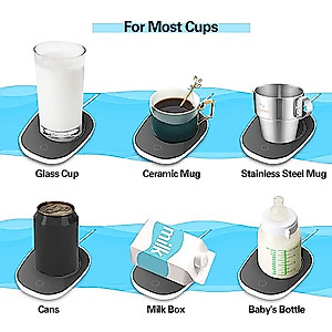 ZIHHO Coffee Mug Warmer, Black Cup Warmer Tea Milk Water Beverage Drink Candle Warmer Electric Plate with Auto Shut Off Smart Temperature Heating Control at 131℉/55℃ for Desk Office Home Use as Gift
