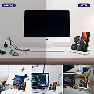 Wireless Charger for Samsung Charging Station 3 in 1 Fast Charger Phone Stand Dock for Galaxy S23 S22 S22+ S21 S20 Ultra/Note20/Z Flip Fold 4 3 2, Buds/2/Pro/Live, for Galaxy Watch 5 Pro/4/3