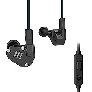 Quad Driver Headphones,ERJIGO KZ ZS6 High Fidelity Extra Bass Earbuds Without Microphone,with Detachable Cable (with Mic, Black)