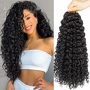 ENBEAUTIFUL 18 Inch 8 Packs Curly Crochet Hair Beach Curl Water Wave Crochet Hair Deep Wave Wavy Braids Curly Crochet Hair For Black Women(18inch, 8packs, 1b)