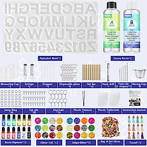Resin Alphabet Mold Starter Kit 169 Pcs Letter Silicone Keychain Molds Reversed Backward Number Molds with Epoxy Resin Mold Pigments Tools for Epoxy Resin Beginners Adults Kids Jewelry Earring Pendant