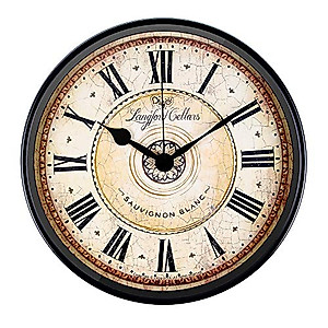 JUSTUP Wall Clock, 12 inch Metal Black Wall Clock European Style Retro Vintage Clock Non - Ticking Whisper Quiet Battery Operated with HD Glass Easy to Read for Indoor Decor (Black 12')