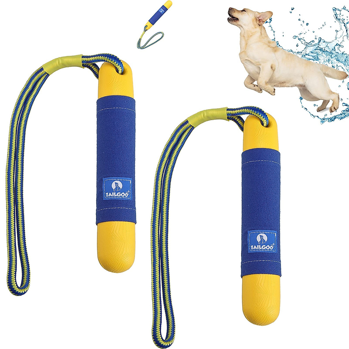 TAILGOO Dog Pool Fetch Toys Interactive Water Floating Toys Outdoor Beach Training Bumpers for Summer, 2 Pack, 10"