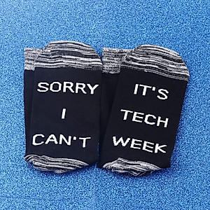 JXGZSO 2 Pairs Theatre Socks Tech Week Socks Tech Week Gifts Funny Socks Sorry I Can’t It’s Tech Week Socks (Tech Week)