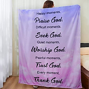 OHDS Christian Bible Verse Throws Blanket Healing Spiritual Blanket Gifts, Religious Prayer Soft Flannel Fleece Bed Blanket Get Well Soon Gifts with Inspirational Thoughts & Hugs 40"X 50"