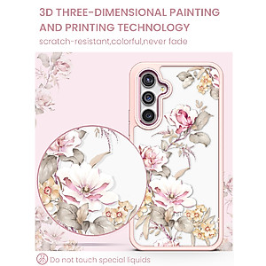 DagoRoo for Samsung Galaxy A54 5G Case with Tempered Glass Screen Protector [2 Pack],[Military Grade Protective] Slim Soft TPU & Hard PC,Girls Women Crystal Clear Flower Pattern Case-Ranunculus/Pink