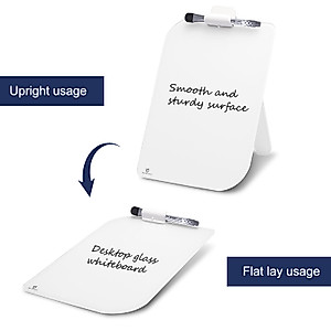 Small Desktop Glass Dry-Erase whiteboard - 12 X 8 Inches Tabletop Easel whiteboard with Stand, Desk Board Buddy for Artist, Teacher and Student