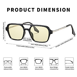 DeBuff Vintage 70s Flat Aviator Sunglasses for Women Men, Retro Square Glasses UV400 Protection Shades