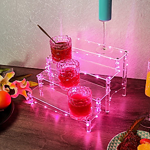 YestBuy 4 Tier Shelf Cake Pop Stand (Pink) +5 Tier Premium Cupcake Holder – Acrylic Cupcake Tower Display – Cady Bar Party Décor – Acrylic Display for Pastry Weddings, Birthday (Colorful)