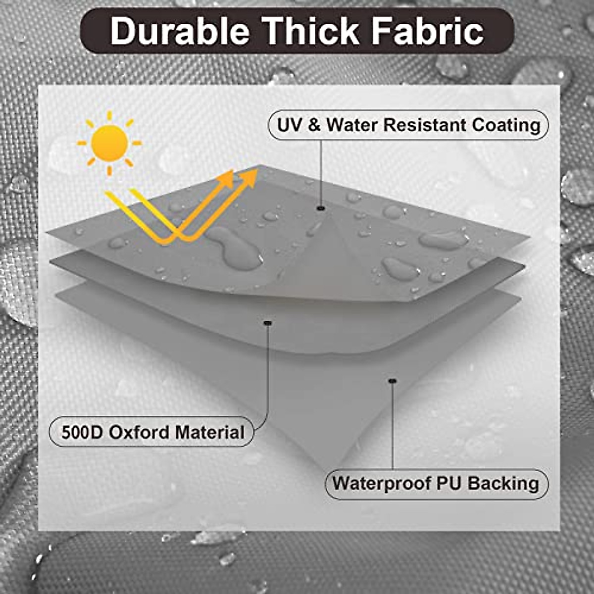 PureFit Outdoor Couch Cover Waterproof Patio Sofa Furniture Covers, 3-Seater Outdoor Cover with Air Vent and Handles, 78W x 35D x 35H Inches, Gray