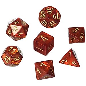 Chessex CHX27414 Dice - Scarab: 7Pc, Scarlet/Gold