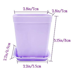 24 Pack Plastic Square Nursery Pots 3 Inch Plastic Plant Pots,Flower Pot with Tray Saucer for Indoor Outdoor Garden Office Decor