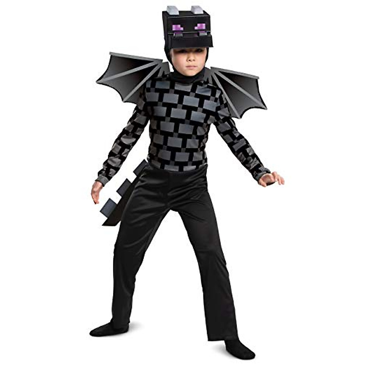 Disguise Minecraft Ender Dragon Costume for Kids, Video Game Inspired Character Outfit, Classic Child Size (10-12),Black