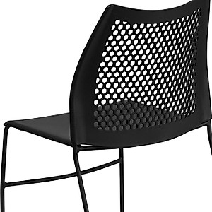 Flash Furniture 5 Pack HERCULES Series 661 lb. Capacity Black Stack Chair with Air-Vent Back and Black Powder Coated Sled Base